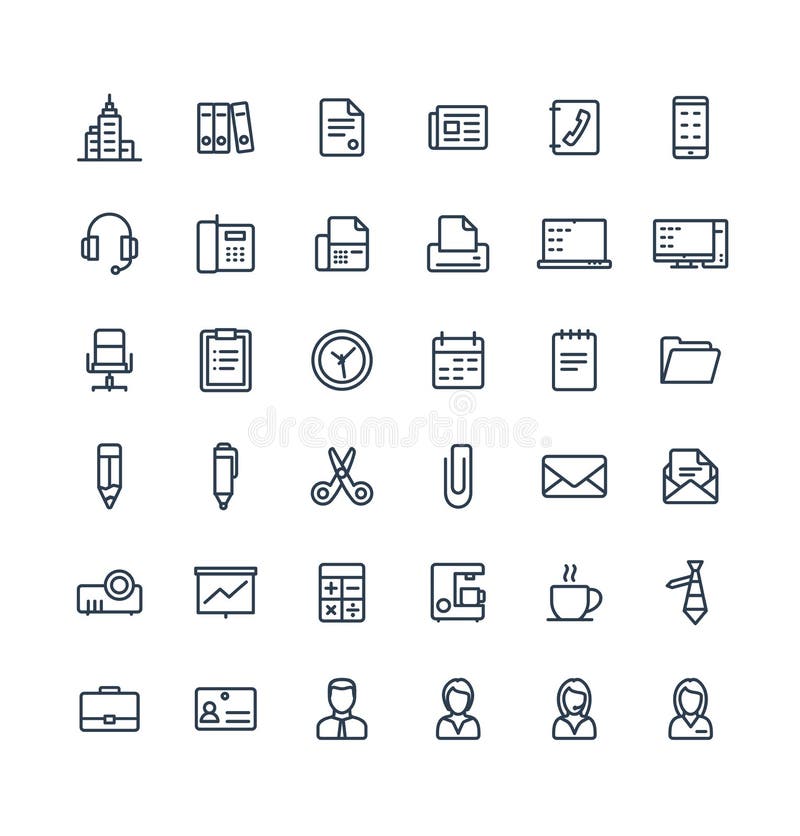 Vector Thin Line Icons Set with Construction, Industrial, Architectural ... Vector Thin Line Icons Set with Construction, Industrial, Architectural ...