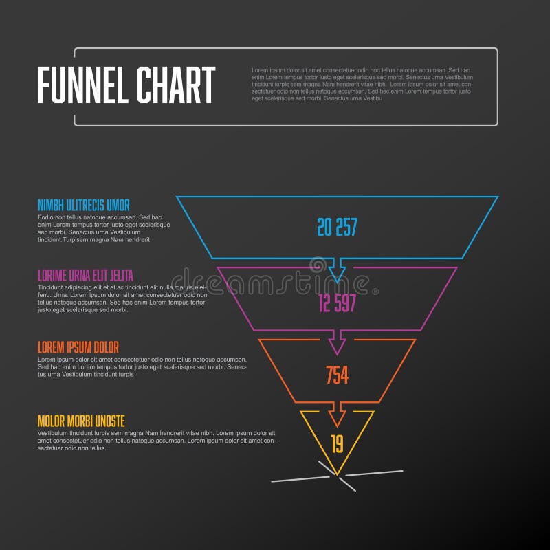 Vector Thin Line Infographic Funnel Level Layers Template Dark Version ...