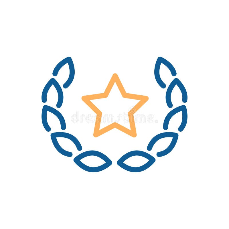 Vector Thin Stroke Line Icon. Laurel Wreath with Star Inside for ...
