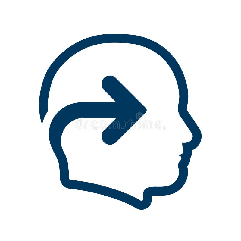 Vector of Thinking Head with Arrow Icon Stock Vector - Illustration of ...