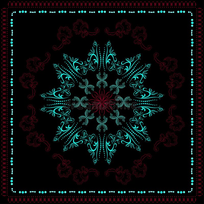 Vector Three Color Abstract Pattern in Emerald Red Black Color. Ethnic ...