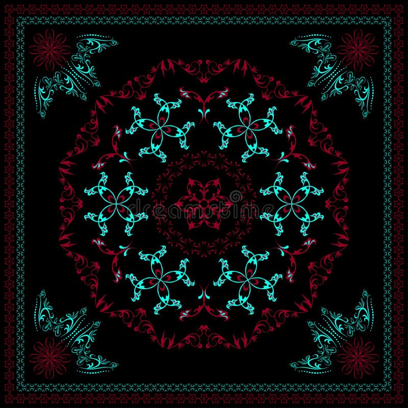 Vector Three Color Abstract Pattern in Emerald Red Black Color. Ethnic ...