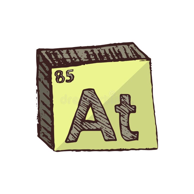 Vector Three-dimensional Hand Drawn Chemical Symbol of Radioactive ...
