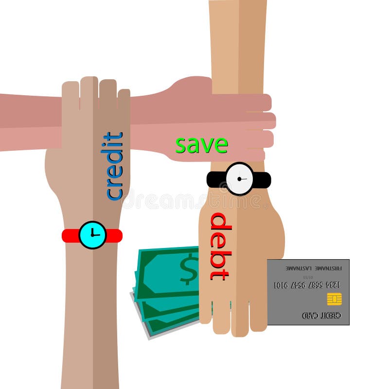 Vector - Three Hand Giving a Credit Card. Vector Illustration Stock ...