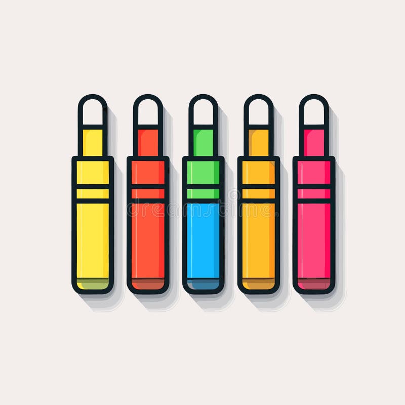 Vector of Three Vibrant Crayons Lined Up in a Neat Row - a Colorful and ...
