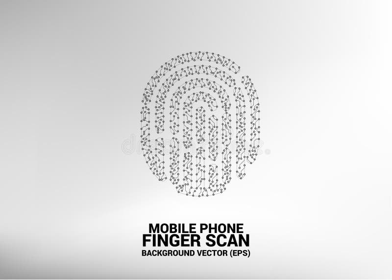 Vector Thumbprint Icon from Dot and Line Circuit Board Style. Stock ...
