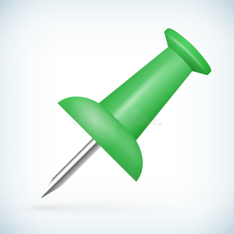 Green Thumbtack on White Paper - 3D Rendering Stock Illustration ...