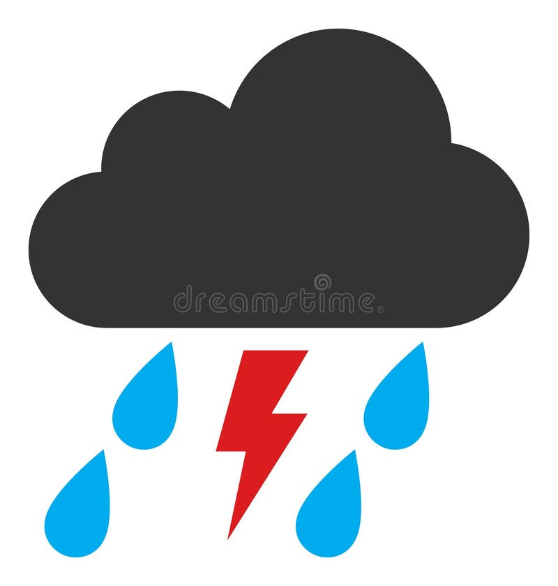 Vector Thunder Storm Cloud Flat Icon Illustration Stock Vector ...