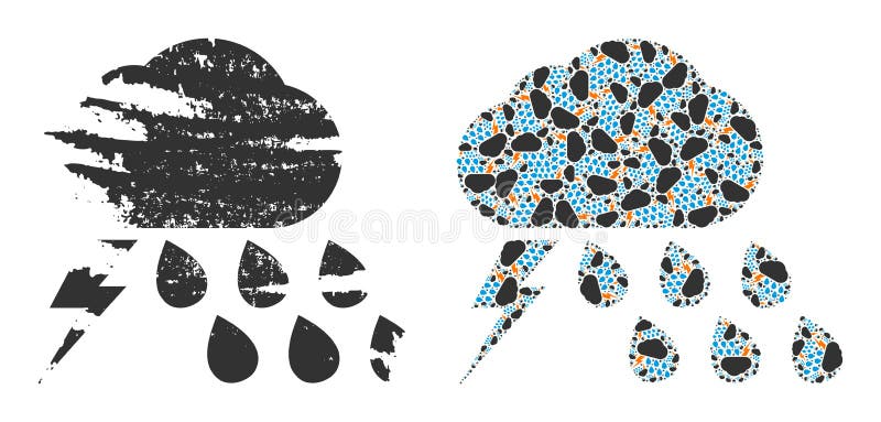 Thunderstorm Weather Icon Recursion Composition and Grunge Textured ... Thunderstorm Weather Icon Recursion Composition and Grunge Textured ...