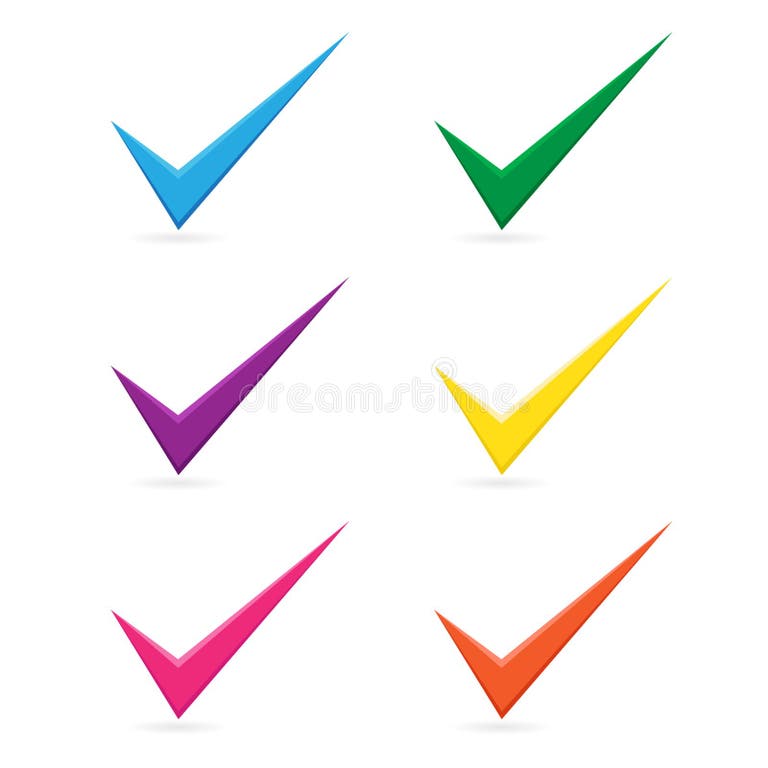 Tick Check Mark Icon Set White Background Stock Illustrations – 6,076 ...