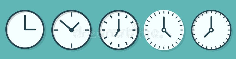 Vector Time and Clock Icons in Thin Line Style Stock Illustration ...