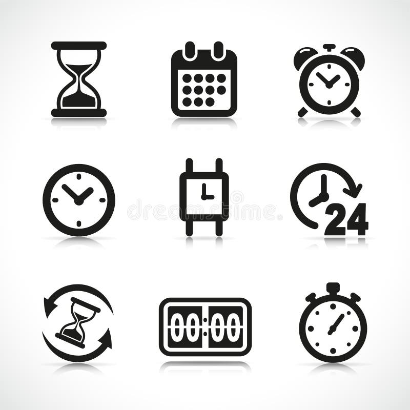 Vector Time Icons Design Set Stock Vector - Illustration of hourglass ...