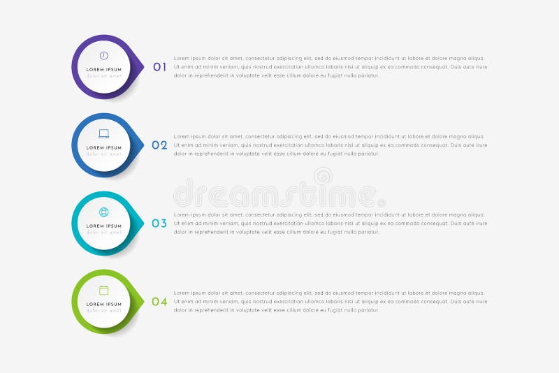 Vector Timeline Infographic with 4 Pointers, Steps or Processes Stock ...