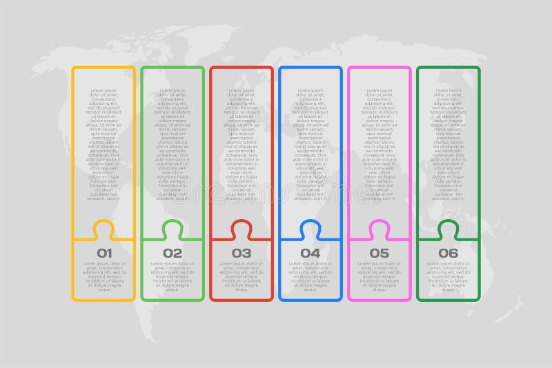Vector Timeline Infographic Process, 6 Color Steps Stock Illustration ...