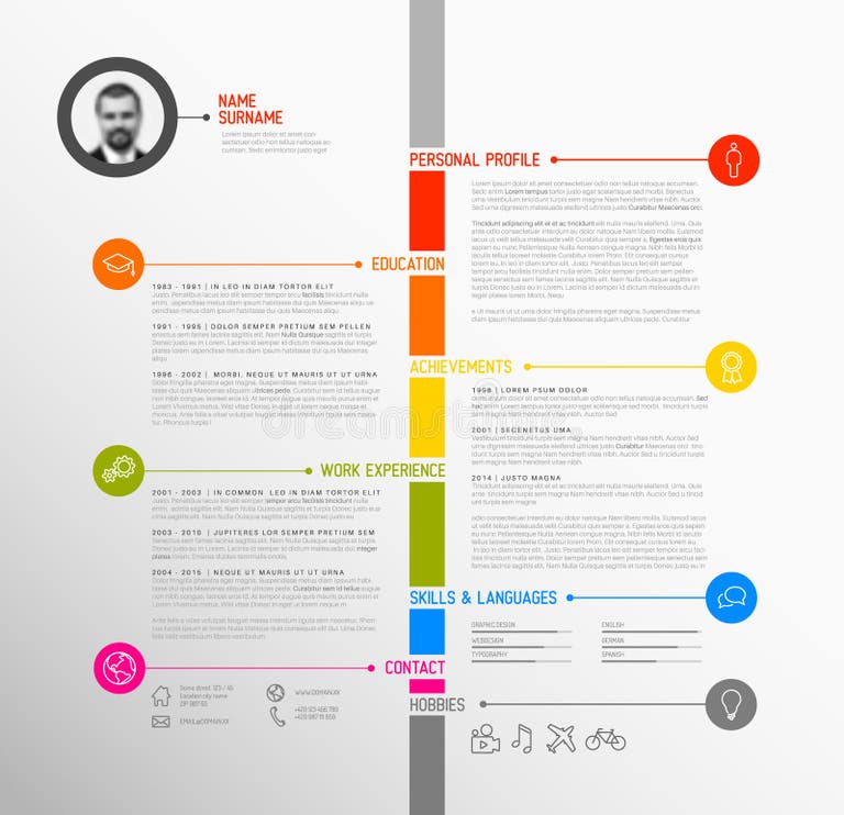 Vector Timeline Minimalist Cv / Resume Template Stock Vector ...