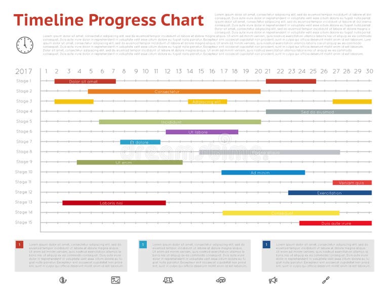 Vector Timeline Progress Graph, Gantt Chart of Project Stock Vector ...