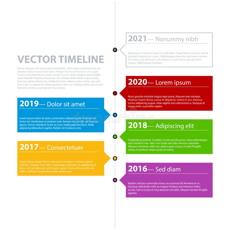 Vector Timeline Template with Colorful Tabs Stock Vector - Illustration ...