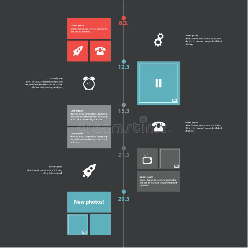 Vector Timeline Template. Modern Flat Design in Trendy Colors Stock ...