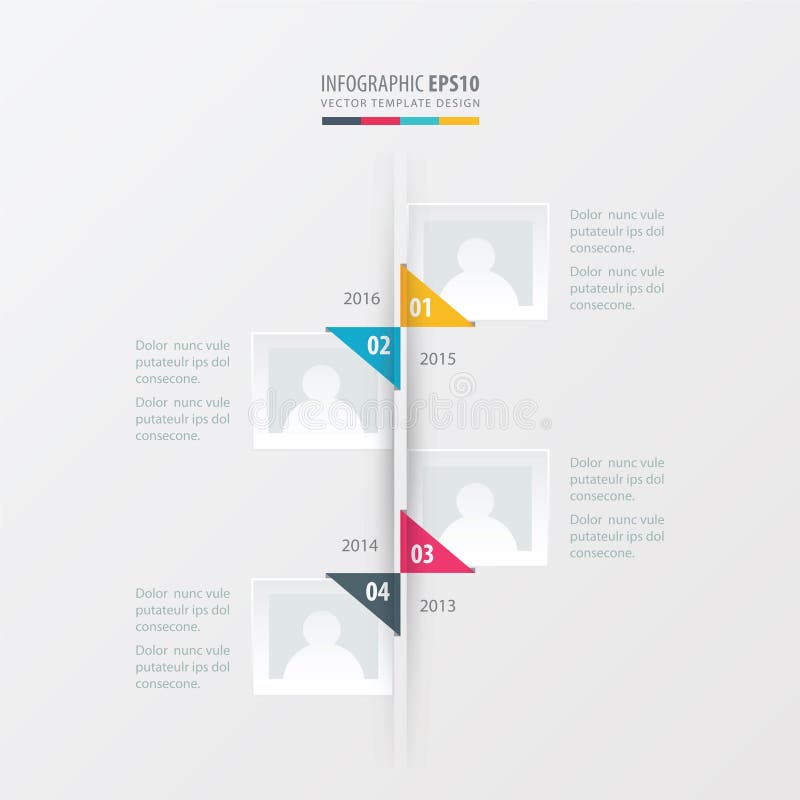 Vector Timeline Yellow, Blue, Pink Color Stock Vector - Illustration of ...