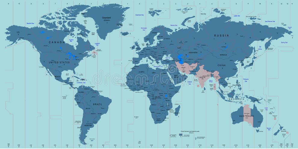 World Map Timezones Stock Illustrations – 36 World Map Timezones Stock ...