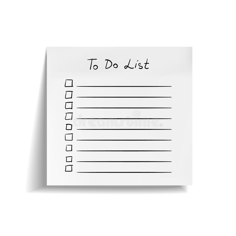Vector To Do List on White Paper, Hand Drawn Background, Black and ...