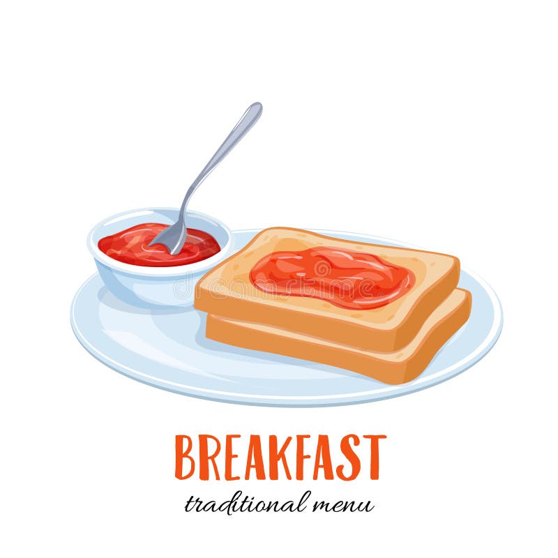 Vector toast with jam stock vector. Illustration of meal - 101573967