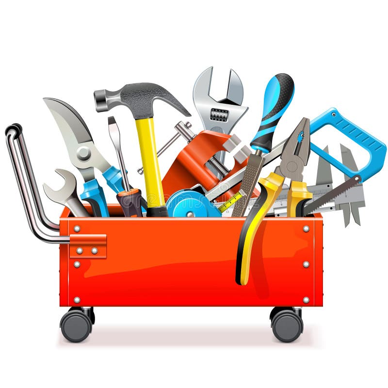 Vector Red Toolbox stock vector. Illustration of mending - 33479150