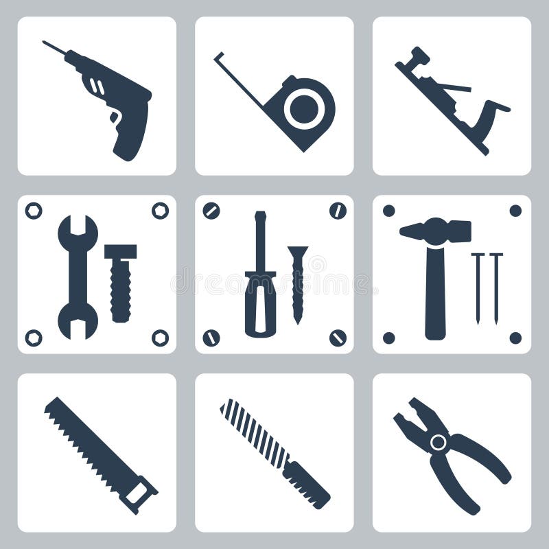 Building tool icon set stock vector. Illustration of group - 25227712