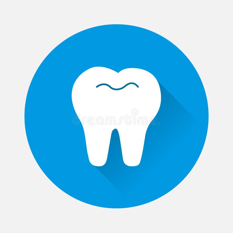 Vector Tooth Icon on Blue Background. Flat Image Dentistry with Stock ...