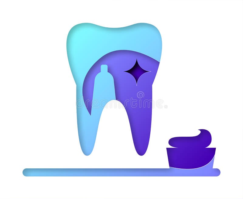 Vector Tooth in Paper Art Style Stock Illustration - Illustration of ...