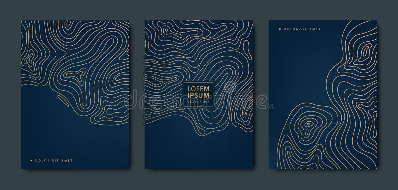 Vector Topographic Map Set Banners, Covers. Contour Line Geographic Map ...