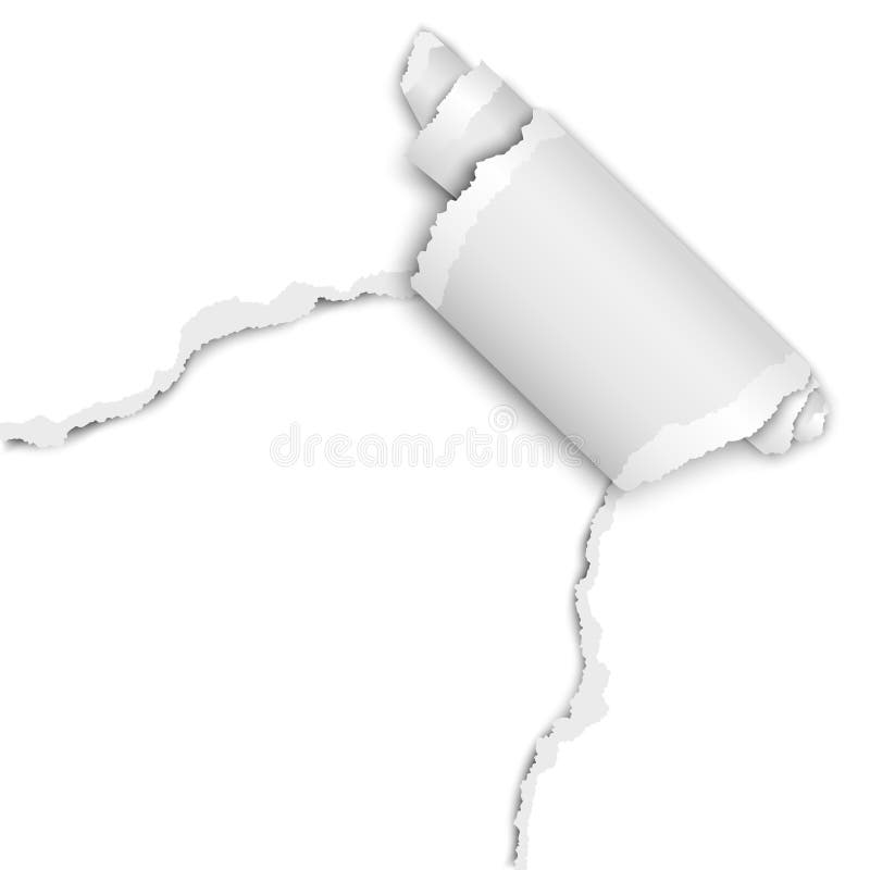Vector Torn Lower Left Corner of Sheet of White Paper with Paper Curl ...