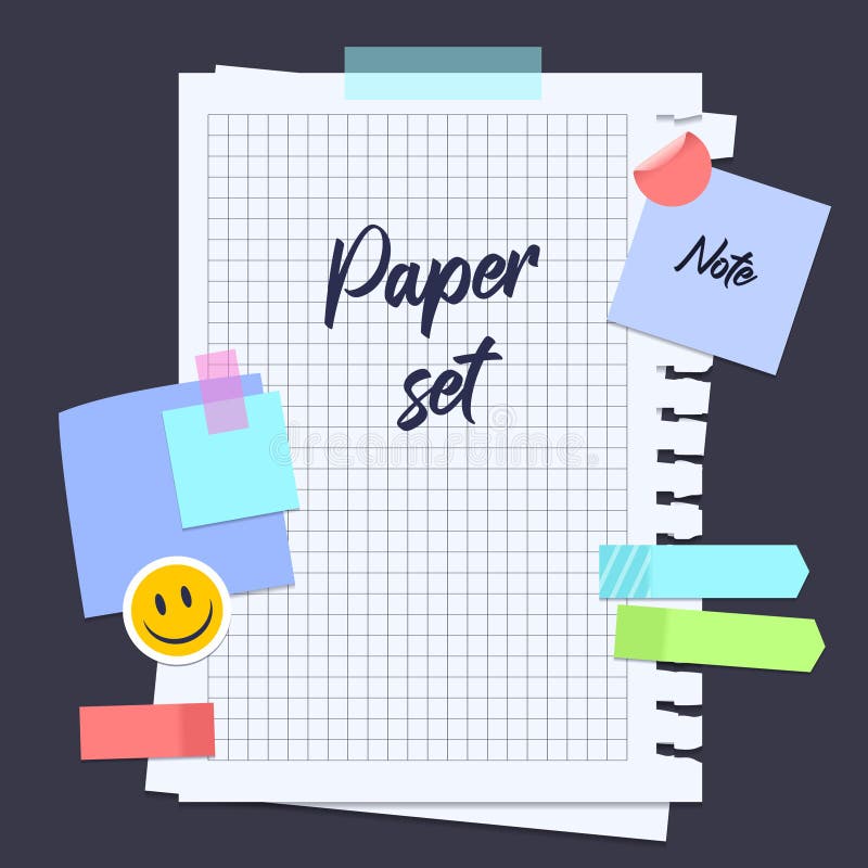 Vector Torn Paper Pieces, Blank Squared and Lined Notepad Pages Pieces ...