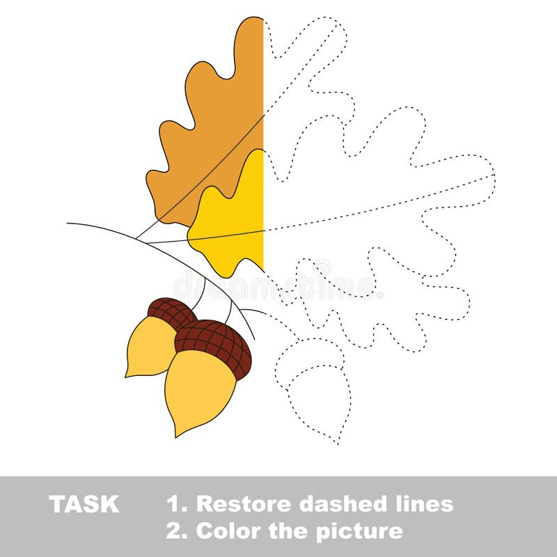 Vector Trace Game. Oak To Be Colored. Stock Vector - Illustration of ...