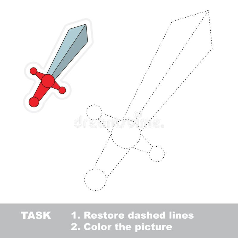 Vector Trace Game. Toy Sword To Be Traced. Stock Vector - Illustration ...