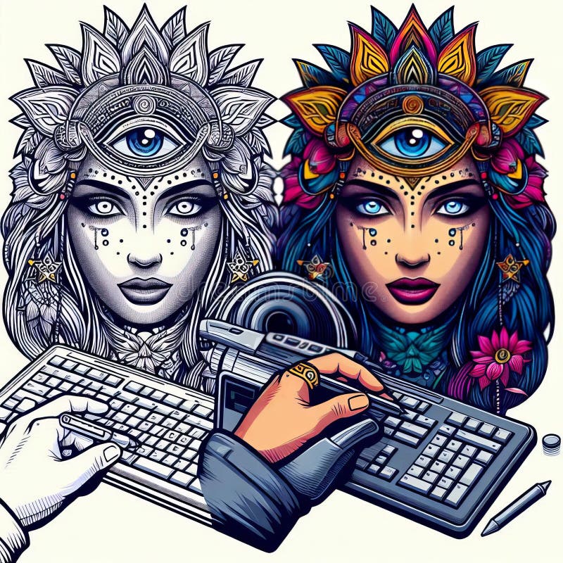 Vector Tracing Converting Raster Images into Vector Graphics Stock ...