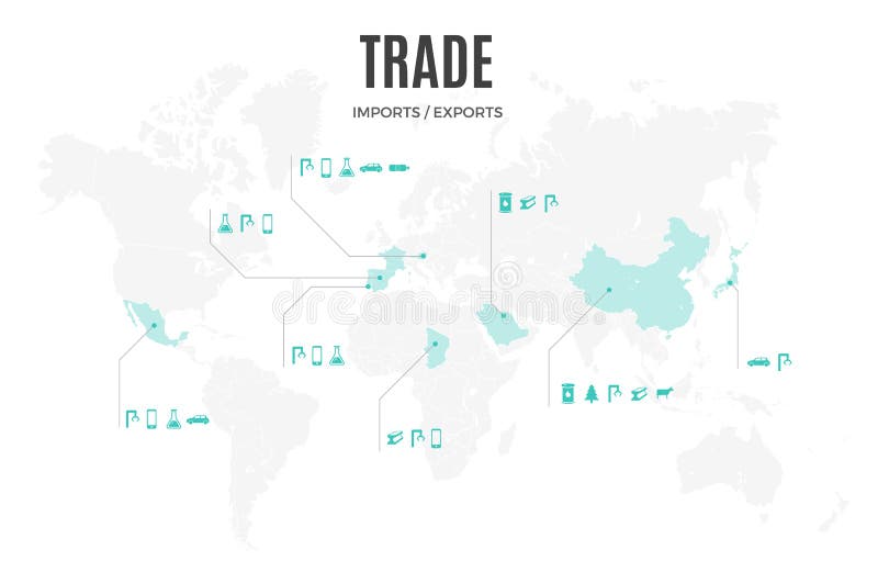 Vector Trade Infographic Template. Color Import and Export Map for Your ...