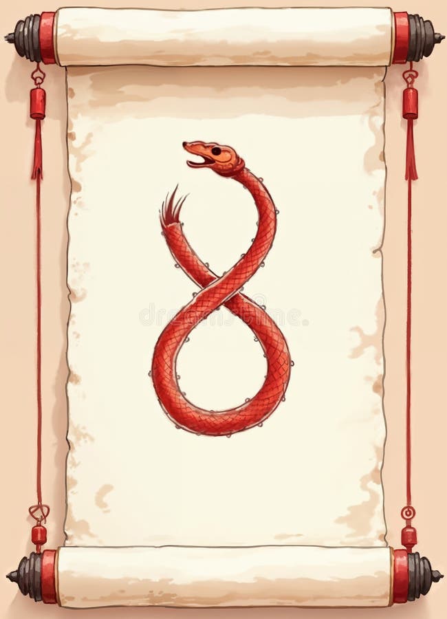 Vector of a Traditional Chinese Scroll with a Red Snake Forming ...