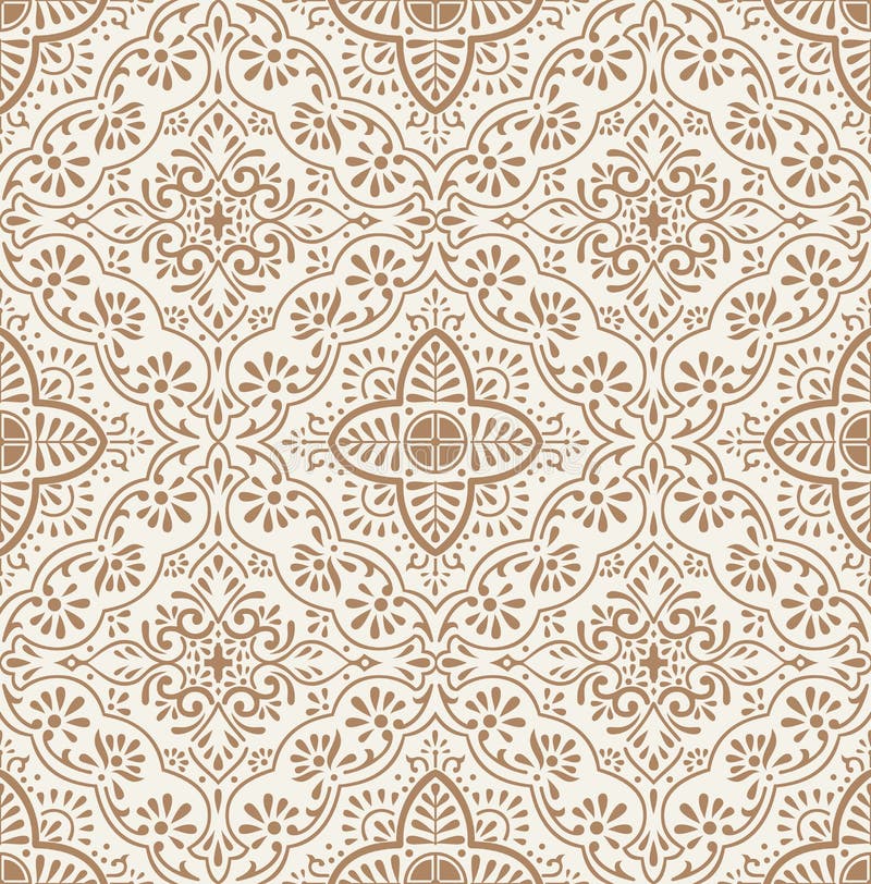 Traditional Seamless Wallpaper in Gold Stock Vector - Illustration of ...