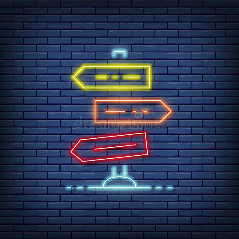 Vector Traffic Sign, Intersection, Crossroads Neon Sign. Vector ...