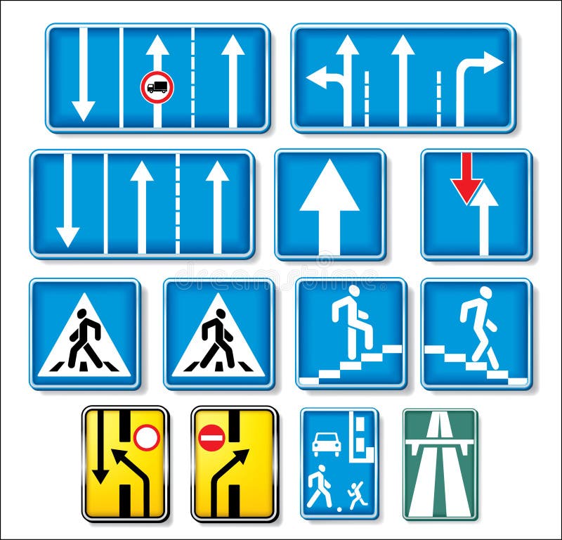 Vector Traffic Signs Collection Stock Vector - Illustration of lane ...