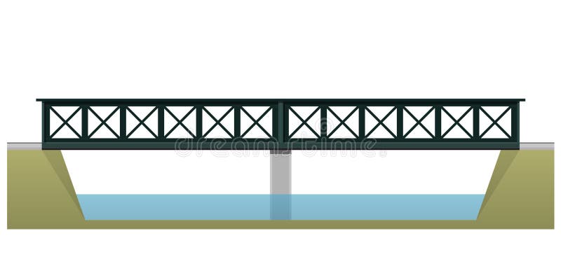 Vector Train Double Bridge, Side View, on White Background. Stock ...
