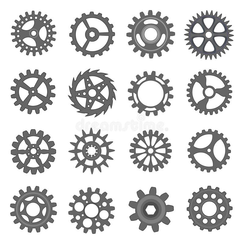 Vector Transmission Cog Wheels and Gears Isolated on White Background ...