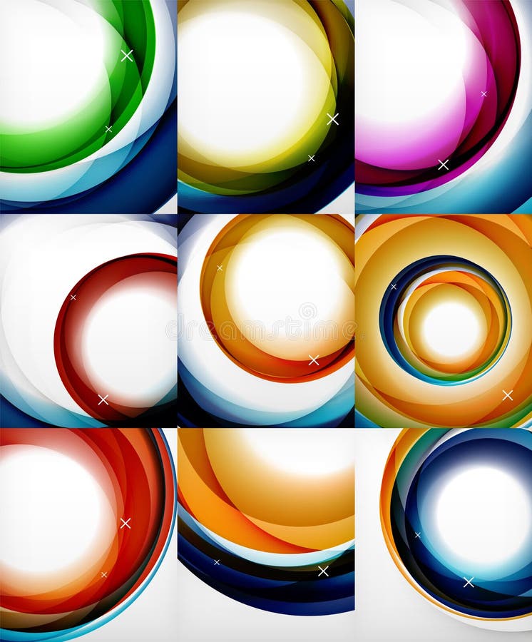 Transparent Color Wave Lines Abstract Background Set, Glossy Glass ...