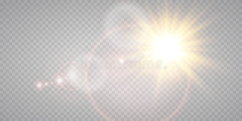 Vector Transparent Golden Sunlight Special Lens Flare Light Effect. Sun ...