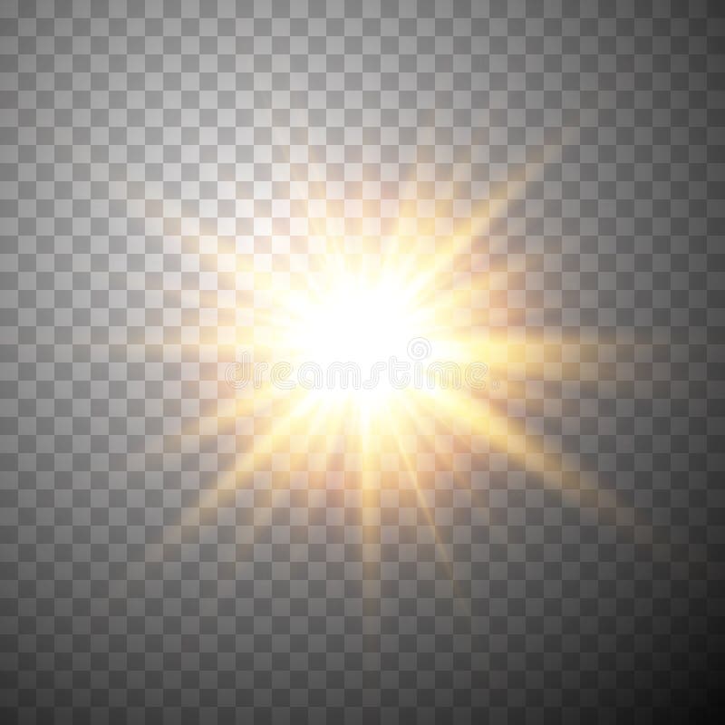 Vector Transparent Golden Sunlight Special Lens Flare Light Effect. Sun ...