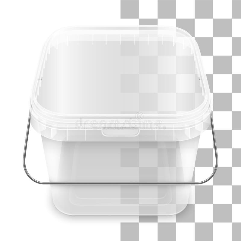 Transparent Square Empty Plastic Bucket. Top View Mockup Illustration ...