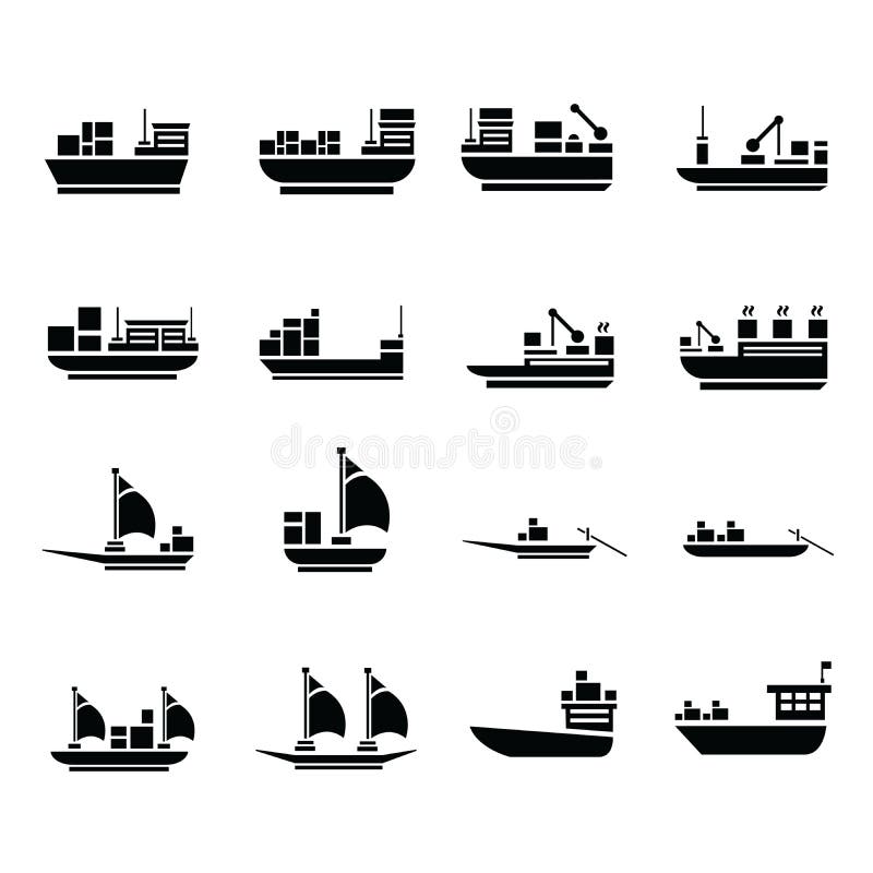 Vector Transport Boat Icons Stock Illustration - Illustration of ...