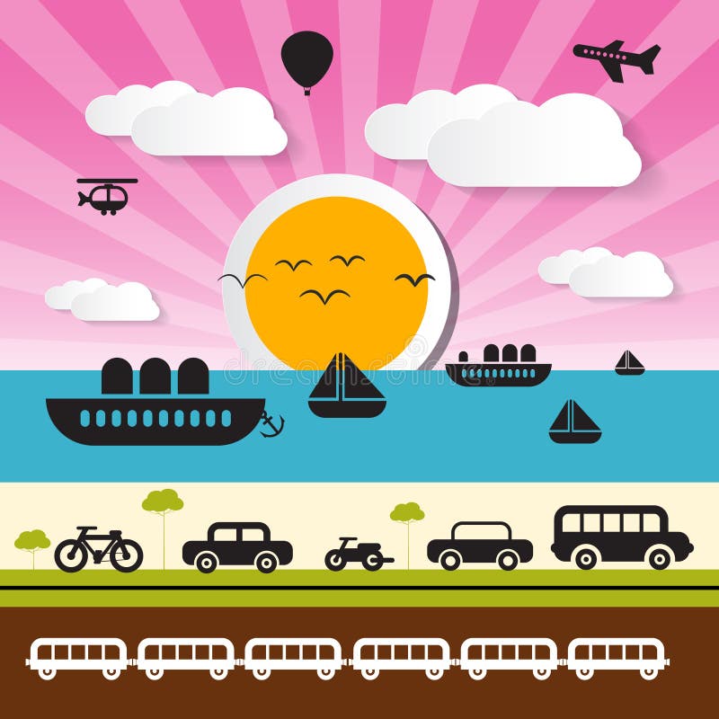 Vector Transportation Icons Stock Vector - Illustration of background ...