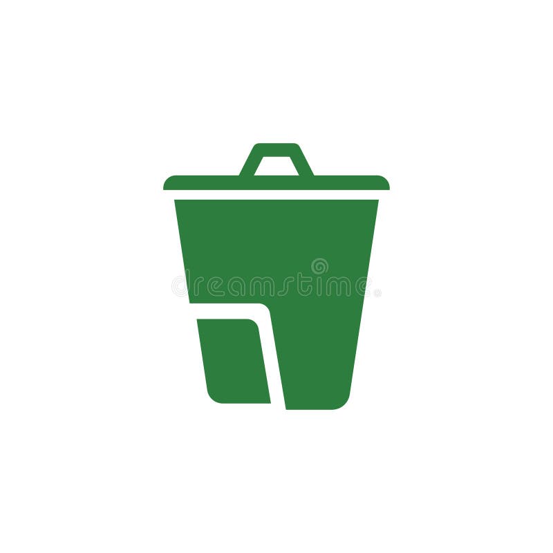 Vector Trash Bin Logo Flat Design Stock Vector - Illustration of ...